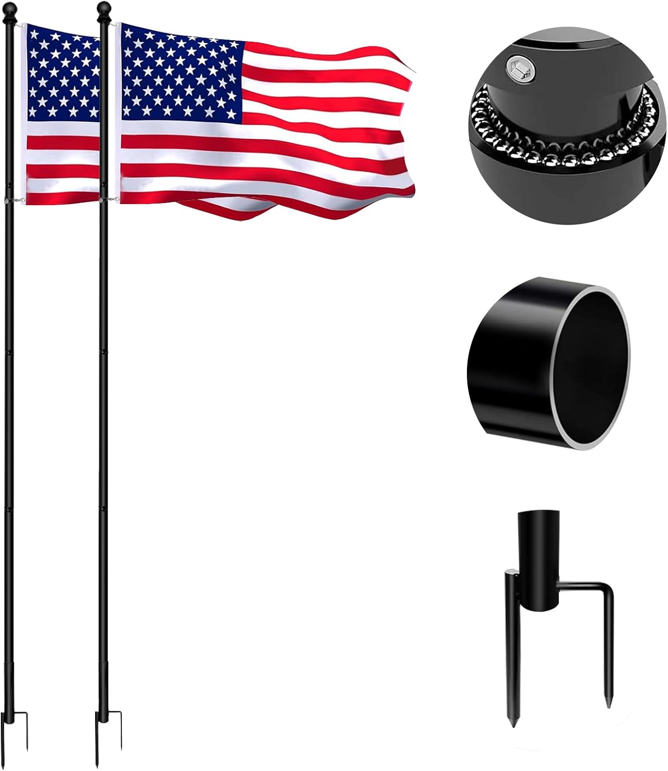 Portable 8FT Flag Pole Kit: Tangle-Free & Sturdy – GearMustHave