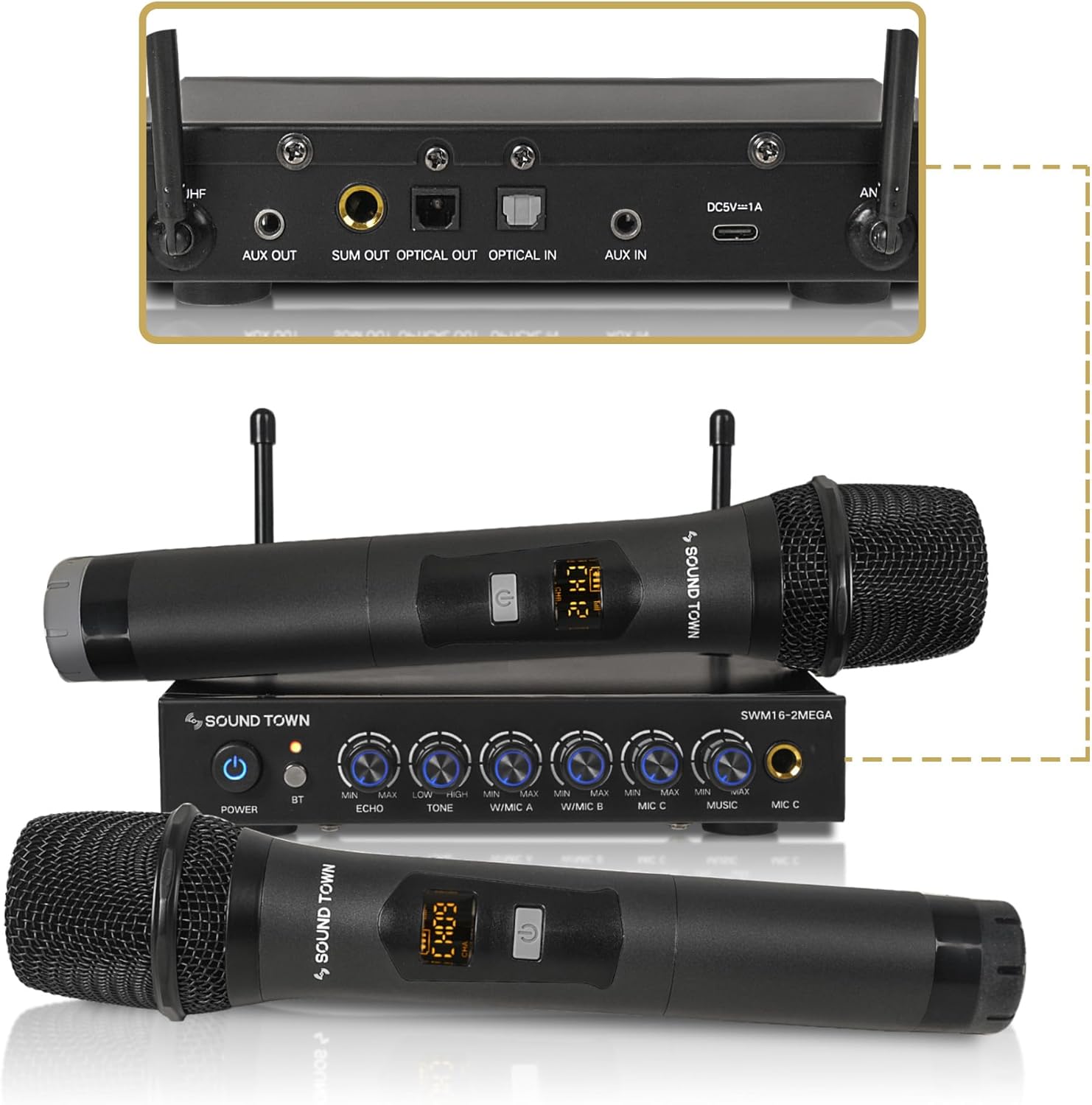 Wireless Karaoke Mixer System with 2 Metal Mics - Versatile Sound Solu – GearMustHave
