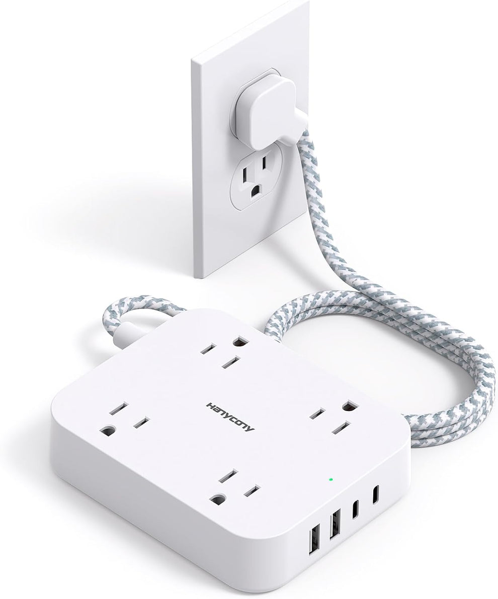 HANYCONY 5ft Extension Cord with 4 USB Ports – GearMustHave