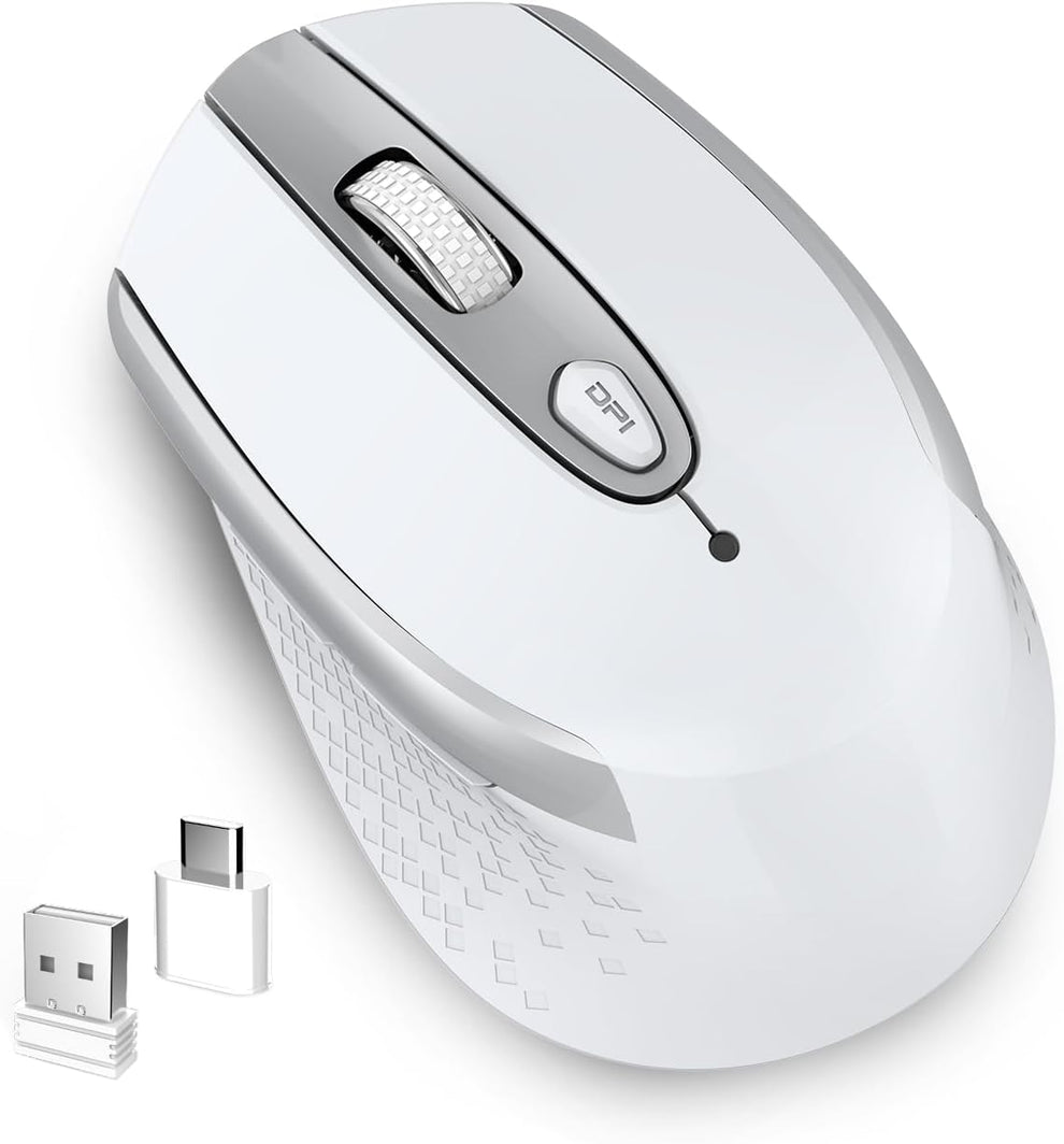 Fast Connectivity: USB C Wireless Mouse - 3 DPI Levels - White ...