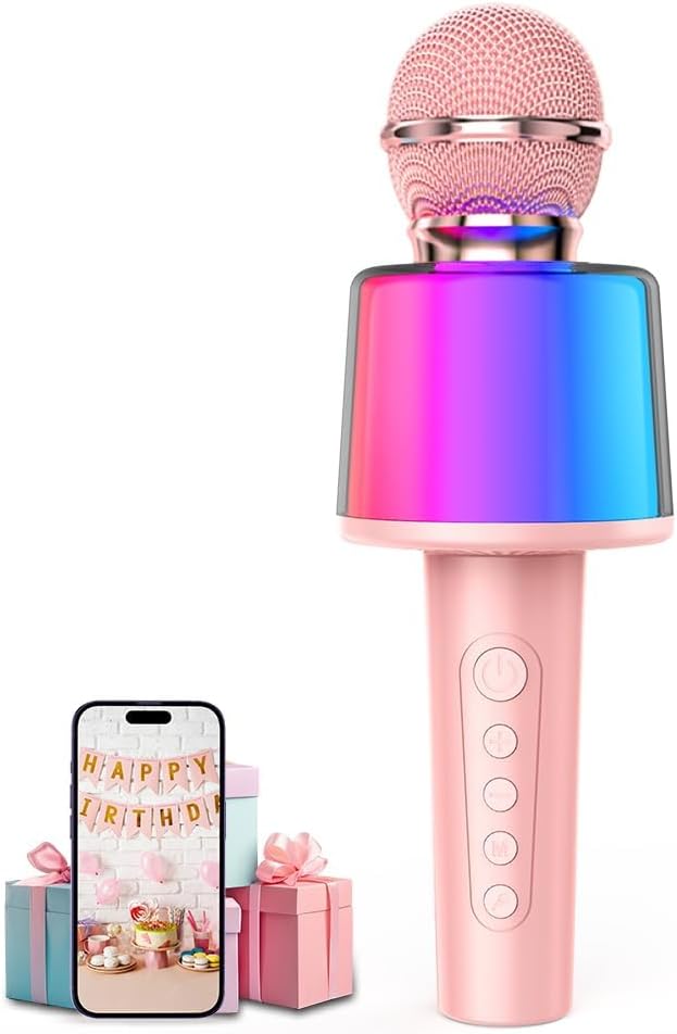 Leettus Kids Karaoke Microphone: Fun Voice Changer with RGB Lights ...