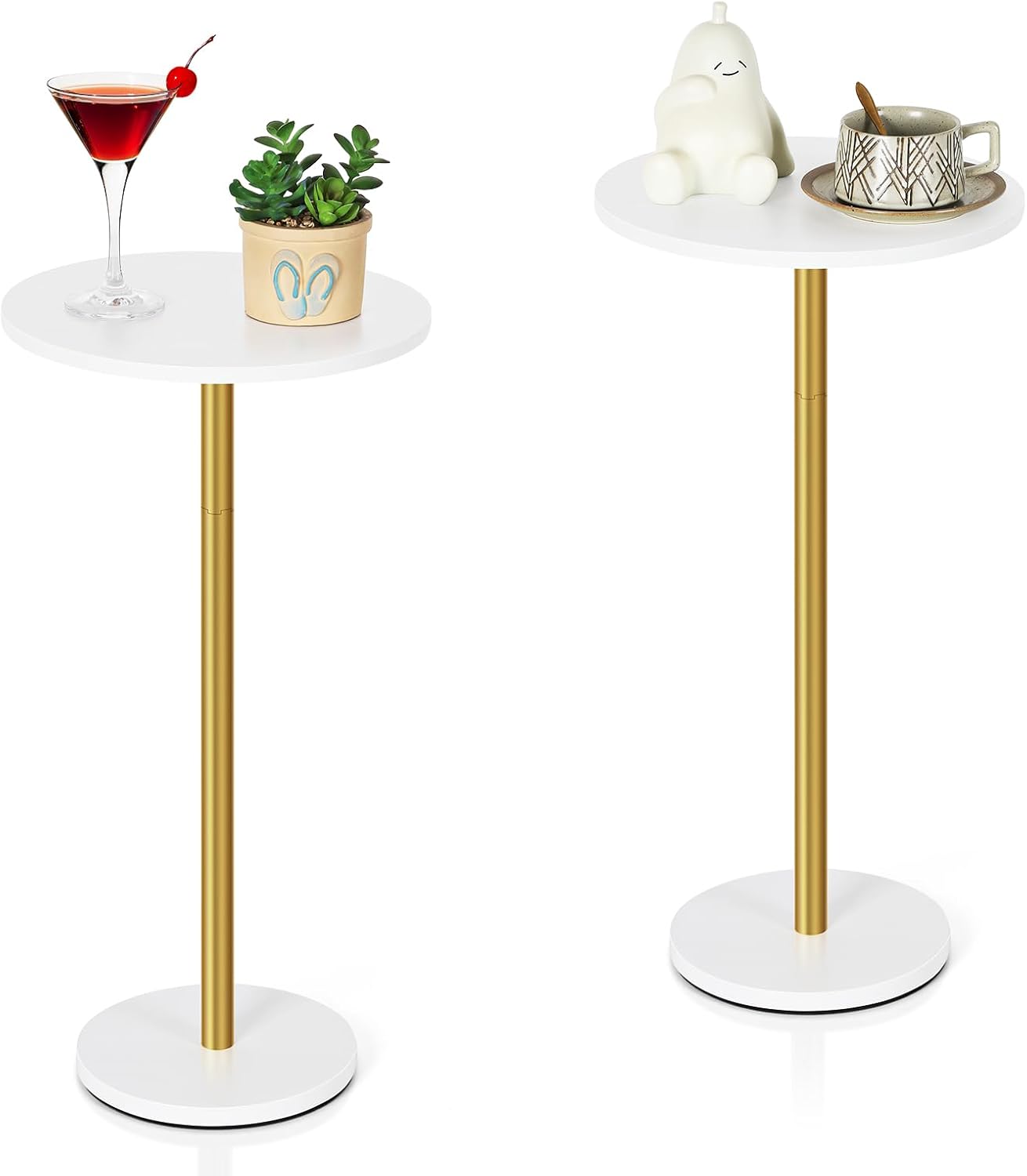 Vrisa Set of 2 Small Round Drink Tables - Space-Saving Modern Accent ...