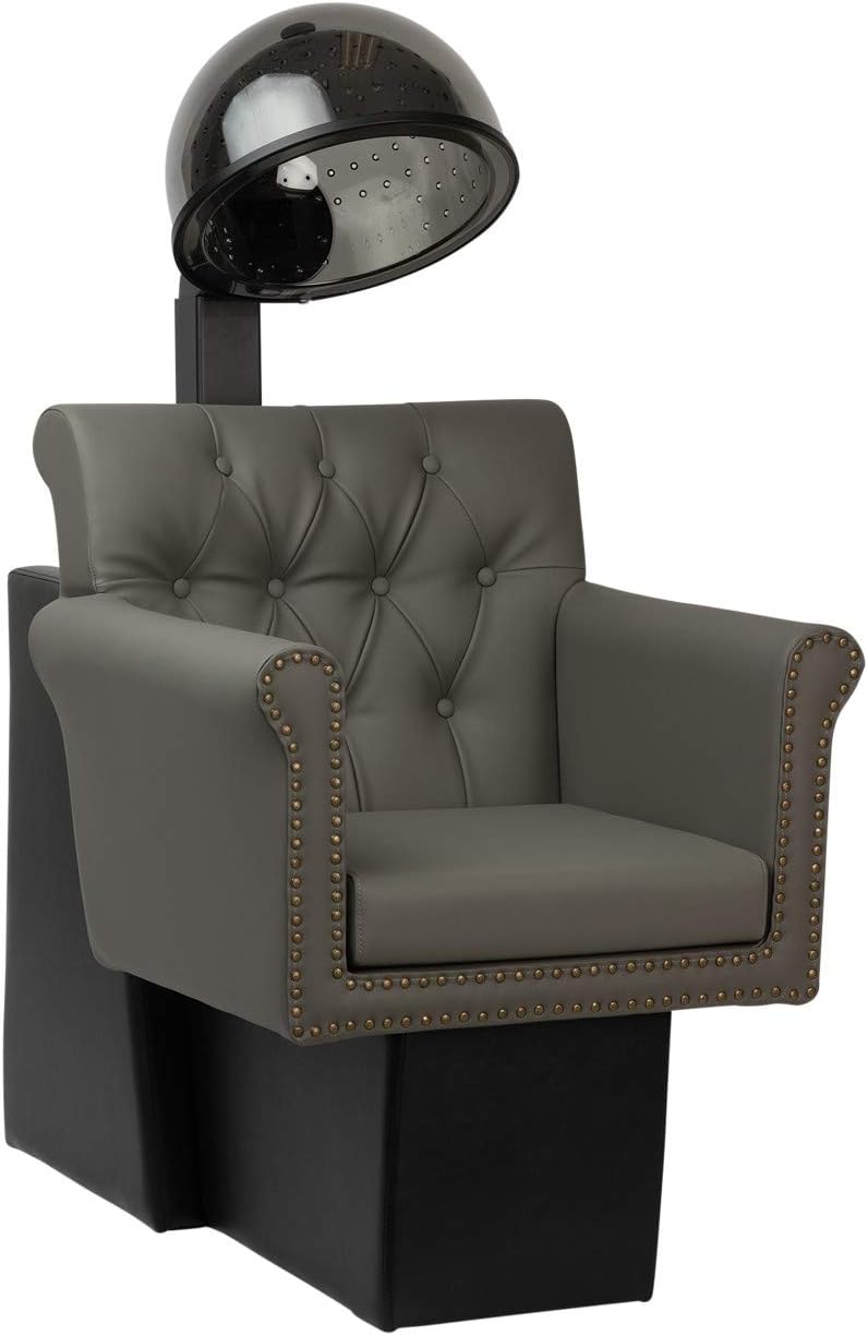 Salon Pro Hair Dryer & Chair Combo, 980W Hood, Wide Tufted Seat, Gray ...