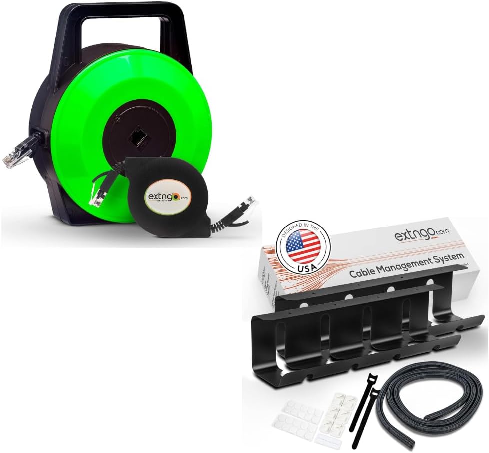 EXTNGO Retractable CAT6 Cable + Cable Management Tray - Organize Under ...