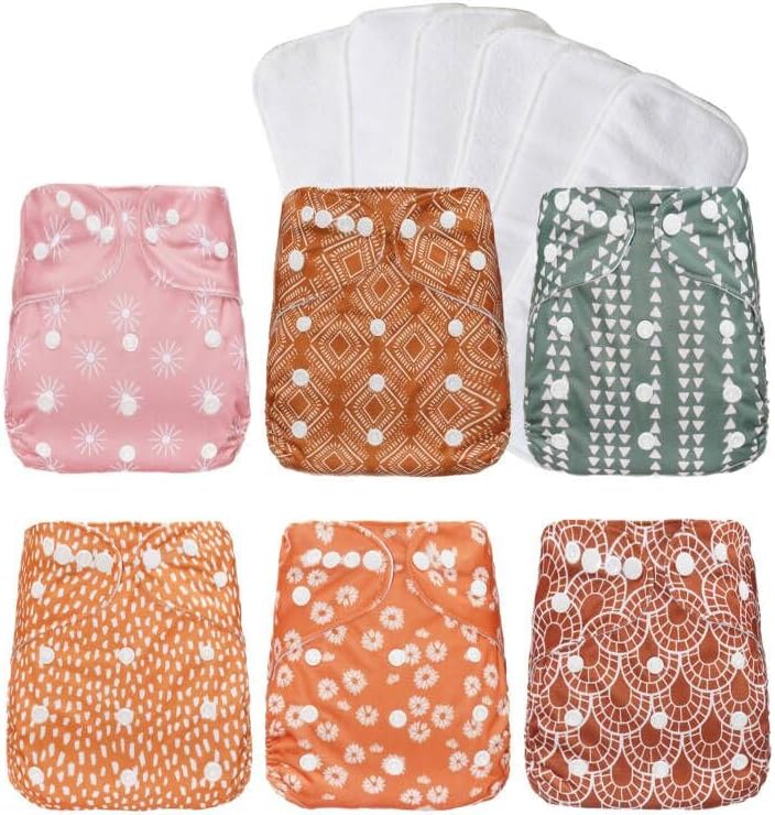 Adjustable Reusable Cloth Diapers: 6 Pack with Inserts – GearMustHave