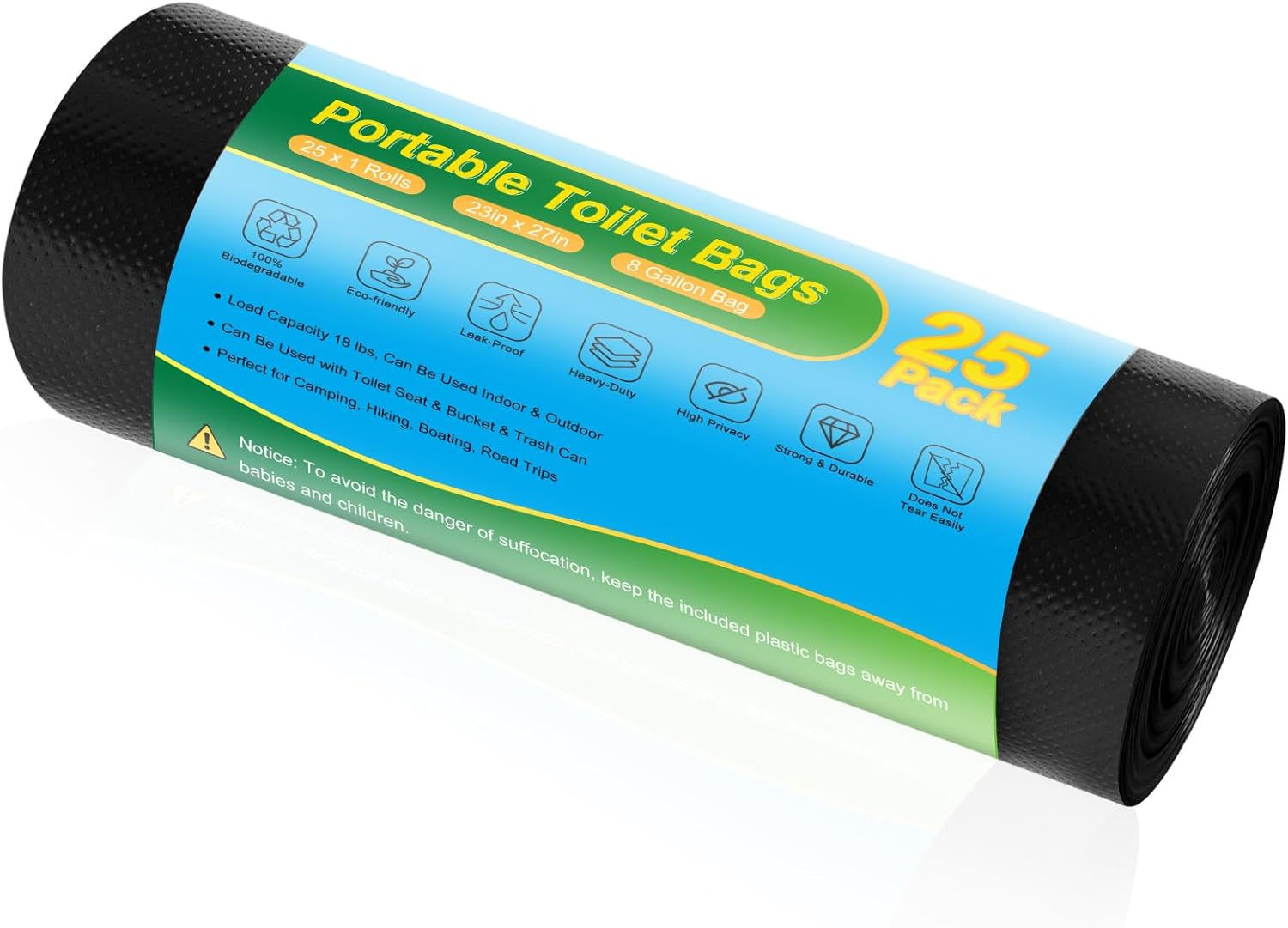 25 Biodegradable Camp Toilet Bags - Waste Solution for 5 Gallon Bucket ...