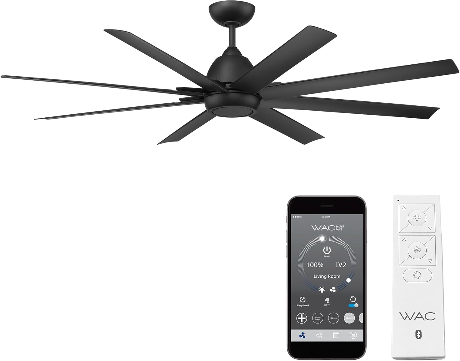 WAC Smart Fan 66in Matte Black, Remote Control, Works with Alexa - Ind ...