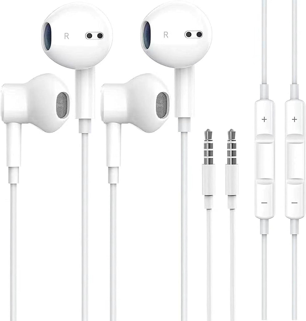 2 Pack Earphones with Deep Bass & Mic - White – GearMustHave