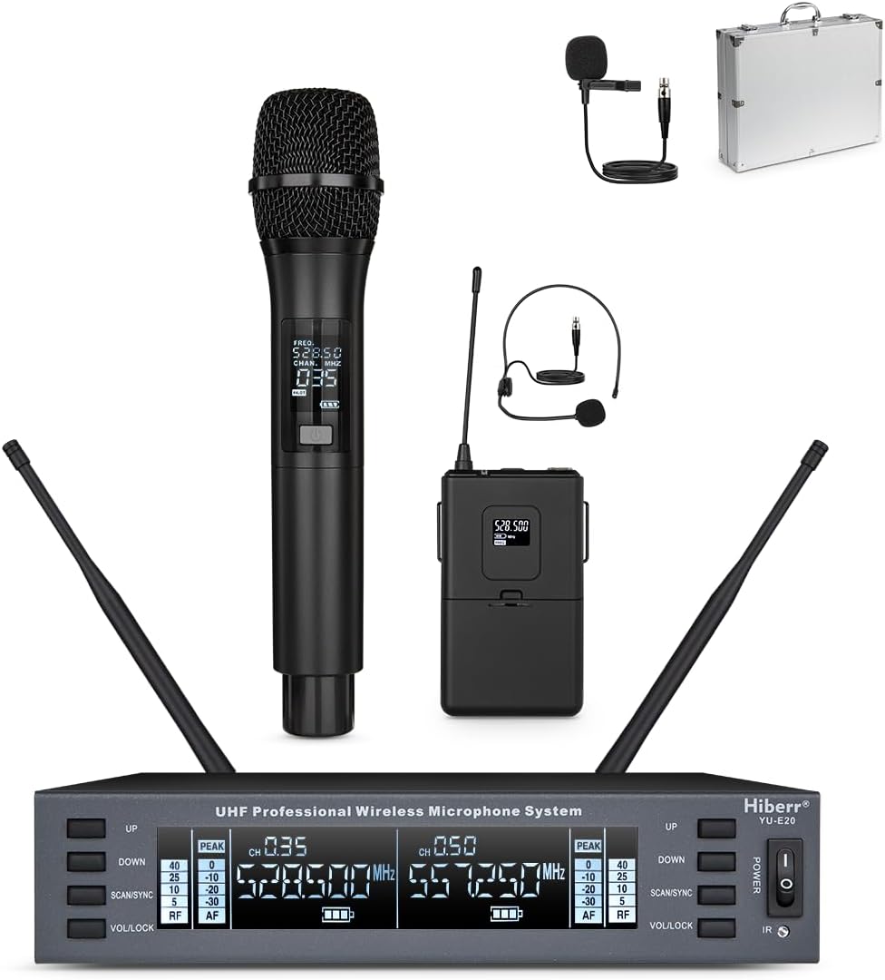 300ft Range Dual Channel Wireless Mic for Singing & DJ Performances ...