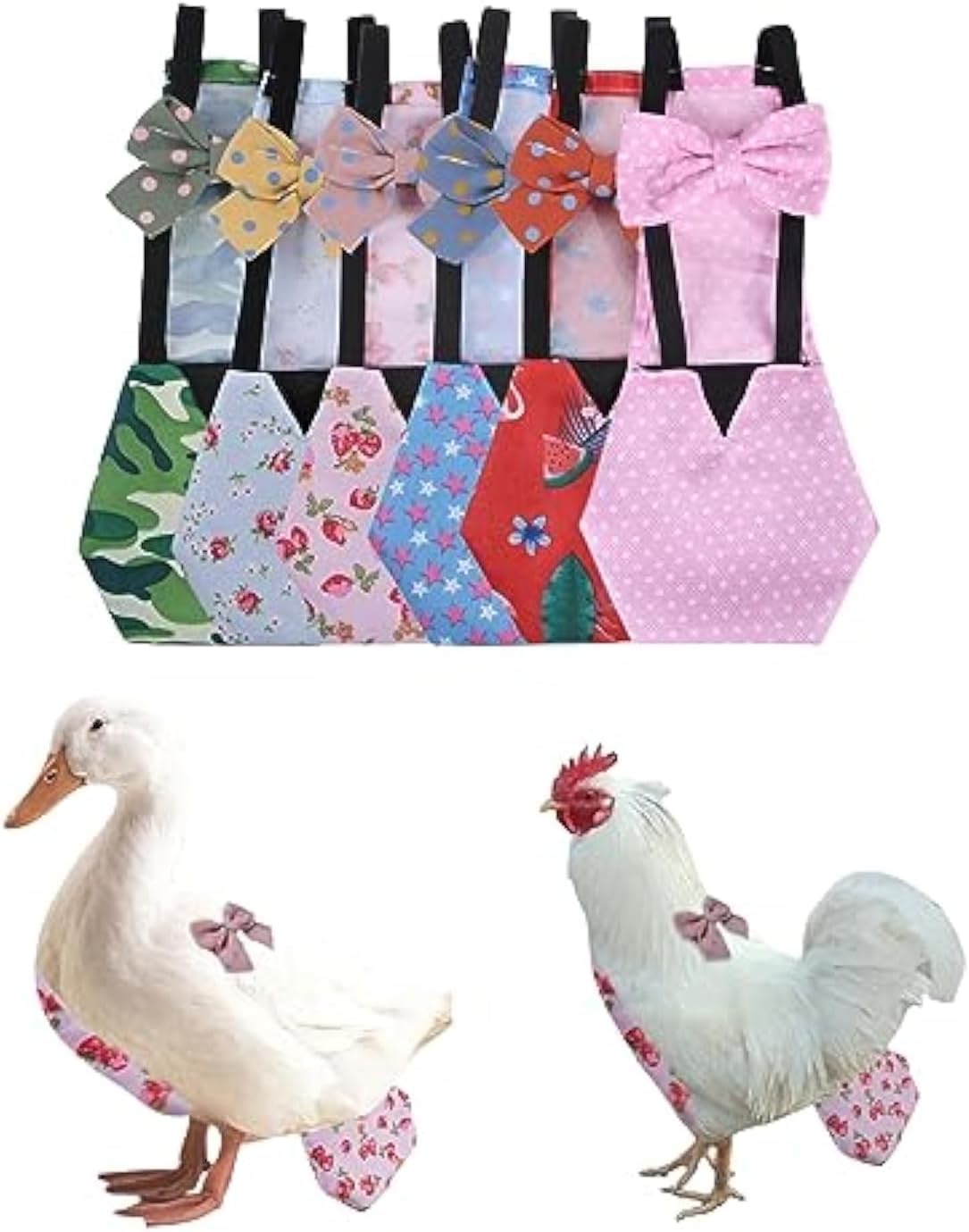 6-Piece Reusable Chicken Diapers Set with Bow Ties – GearMustHave