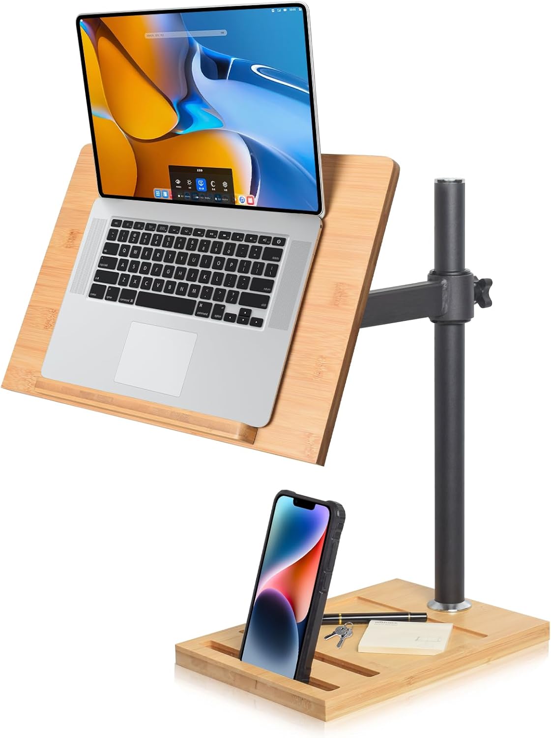 Height Adjustable Bamboo Laptop Stand - Ergonomic Design – GearMustHave