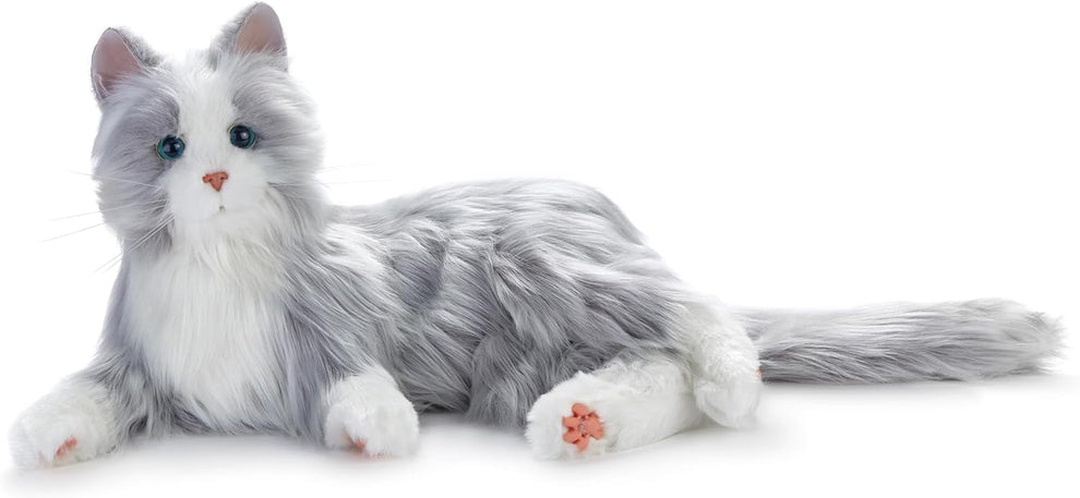 Therapeutic Lifelike Cat - Realistic Fur & Purring - Silver – GearMustHave