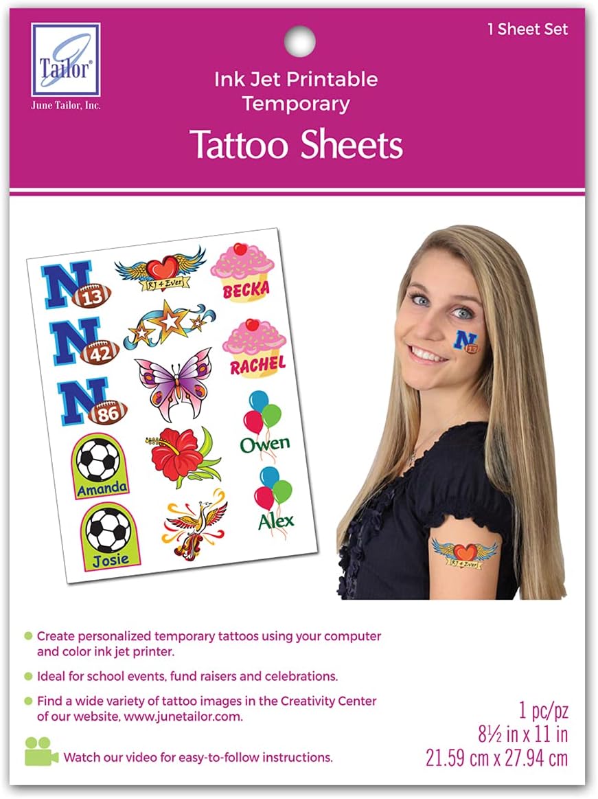June Tailor Inkjet Temporary Tattoo Sheet, 8.5x11 - White – GearMustHave
