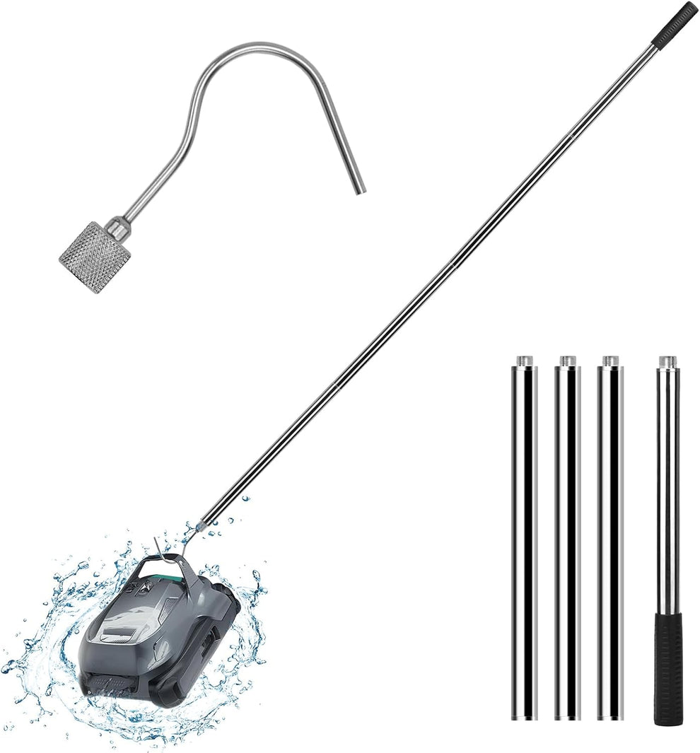 Telescopic Pool Pole with Retrieval Hook - Grab Your Pool Cleaner Effo ...