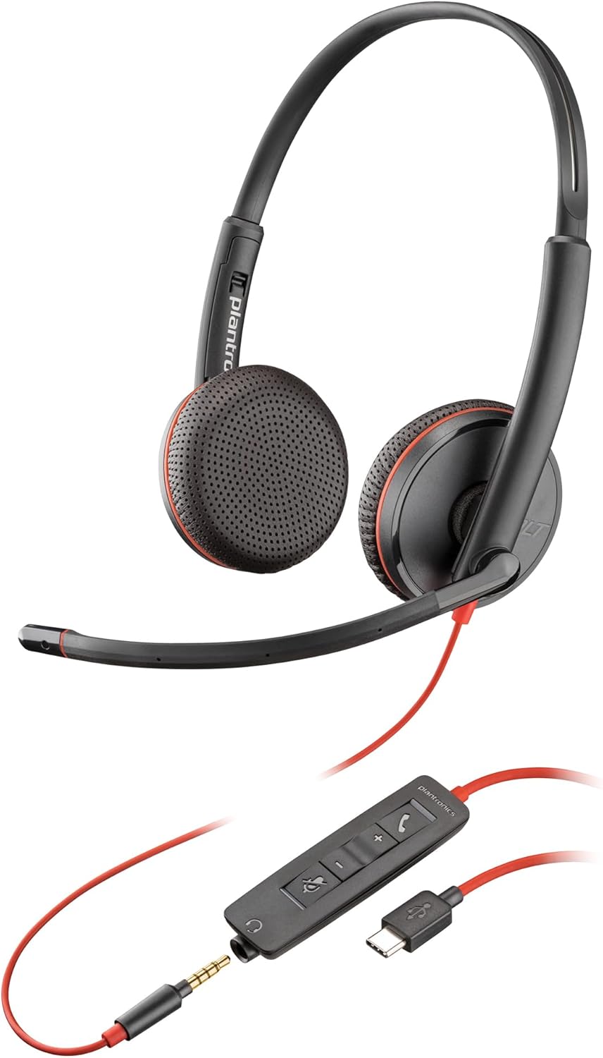 Poly Blackwire 3225 Wired Headset - Noise-Canceling Mic, Versatile Con ...