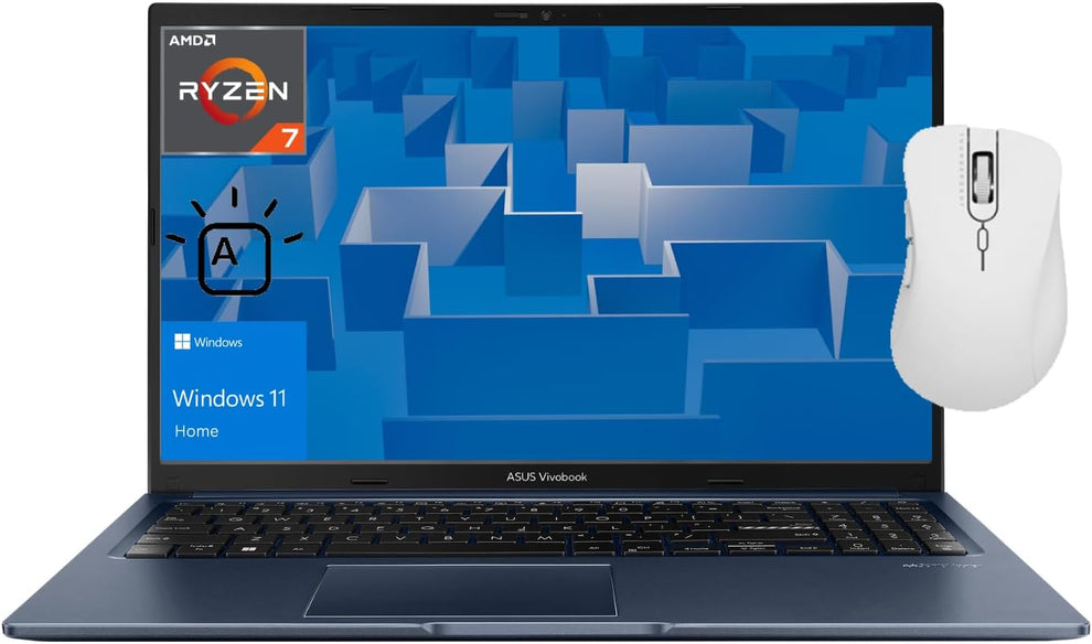 Powerful ASUS Vivobook Ryzen 7 Laptop + Wireless Mouse Bundle ...
