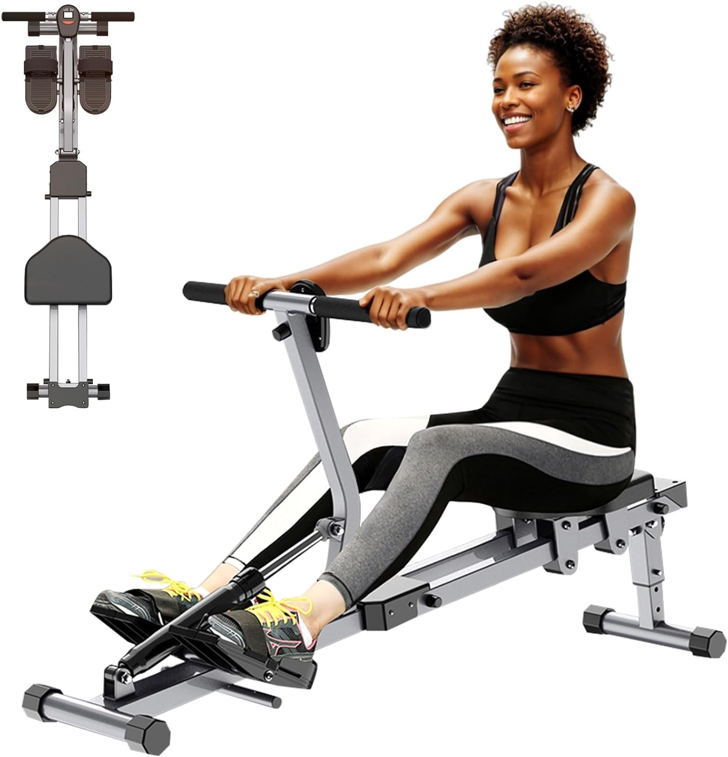 Ann Katy Compact Rowing Machine: 12 Levels for Full-Body Workout ...