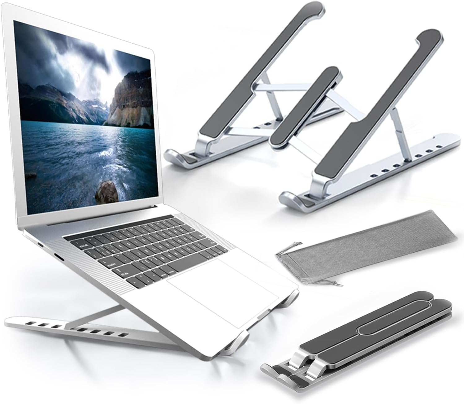 Adjustable Aluminum Laptop Stand - 7 Angles - Anti-Slip - Foldable - K ...