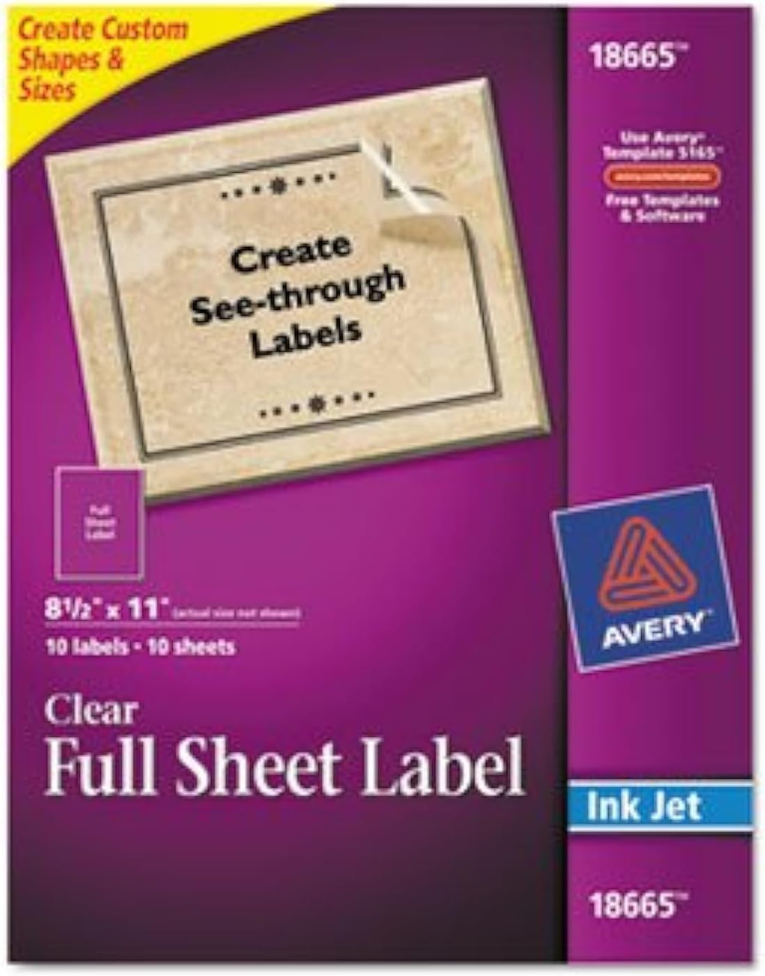 Avery Full Sheet Shipping Labels - Clear Matte Finish for Professional ...
