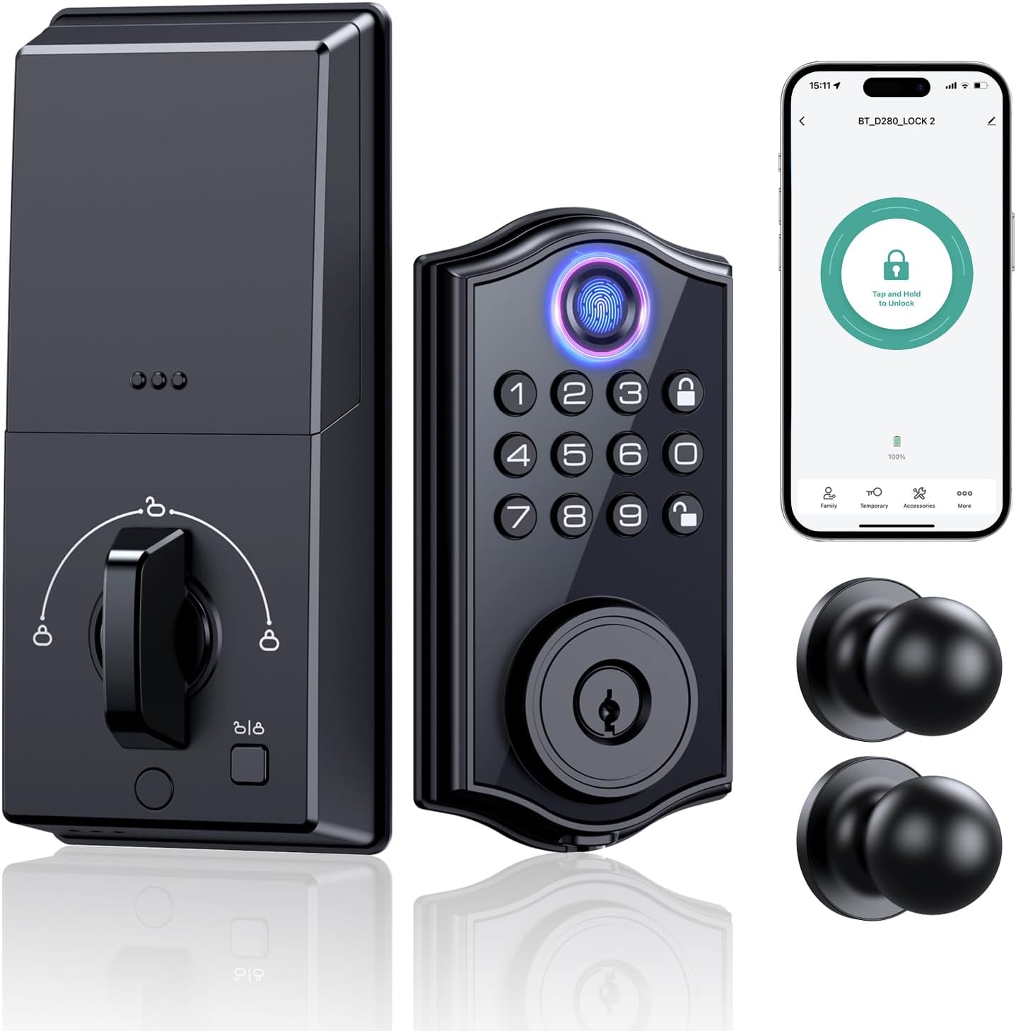 Keyless Entry Fingerprint Smart Lock in Matte Black – GearMustHave