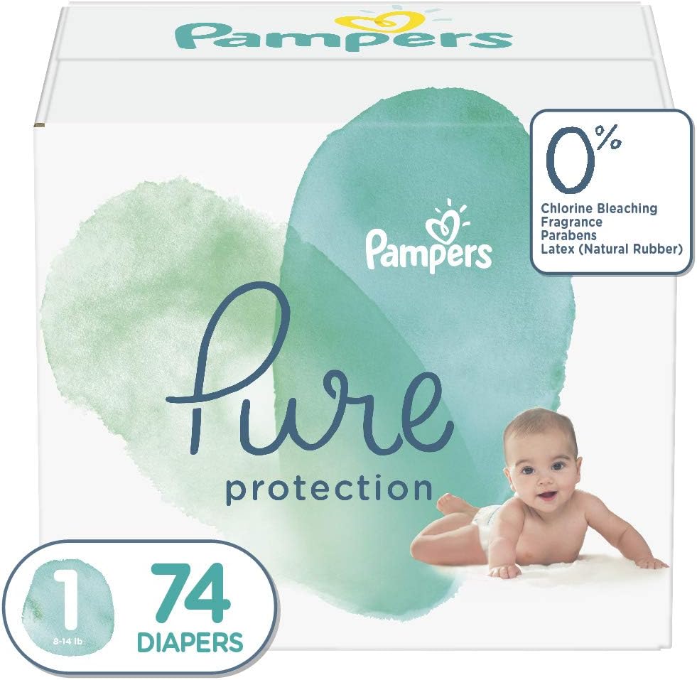 Pampers Pure Protection: Hypoallergenic Newborn Diapers, 74 Count ...
