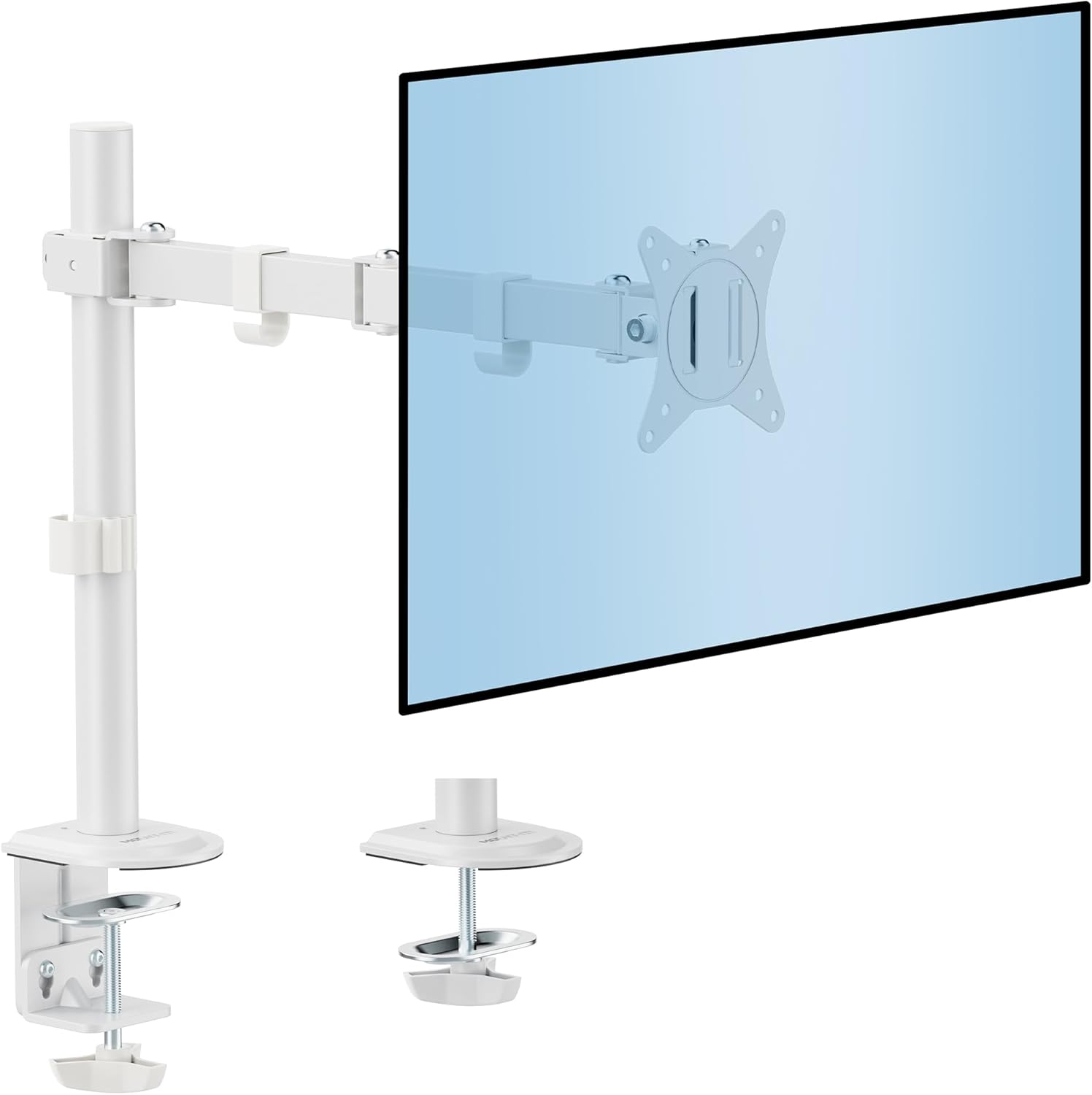 Space-Saving Single Monitor Arm - Desk Mount in White – GearMustHave