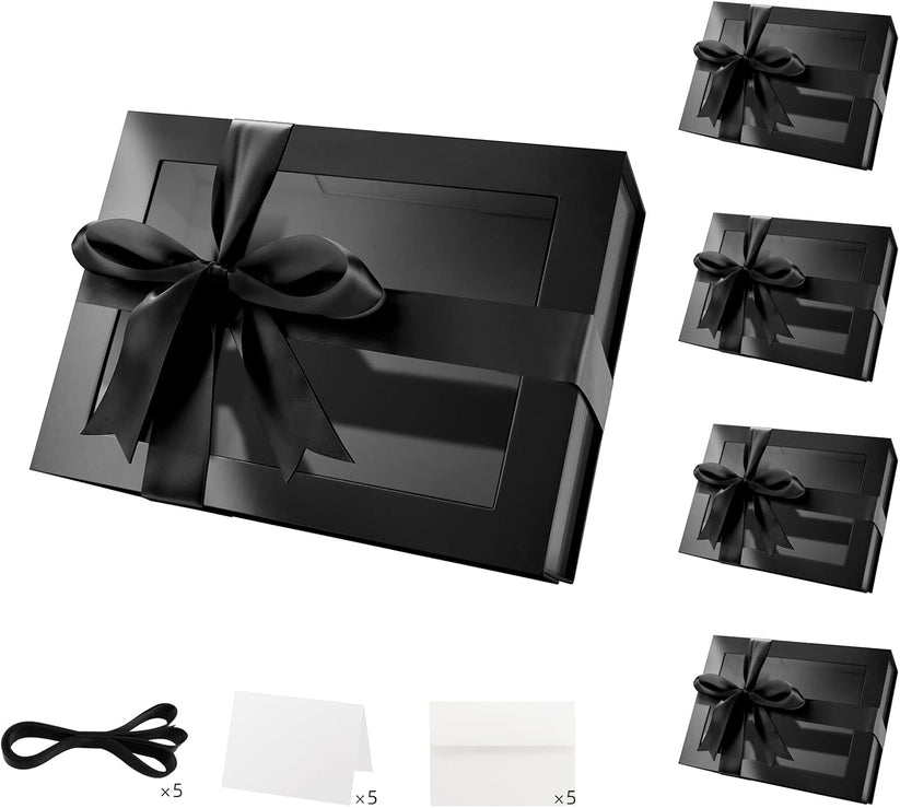 5 Black Gift Boxes with Windows for Elegant Present Packaging ...