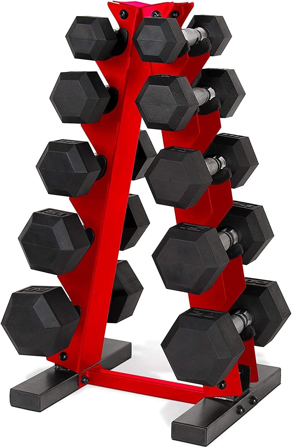 Cap Barbell 150 LB Dumbbell Set with Rack - Colorful Muscle Building ...