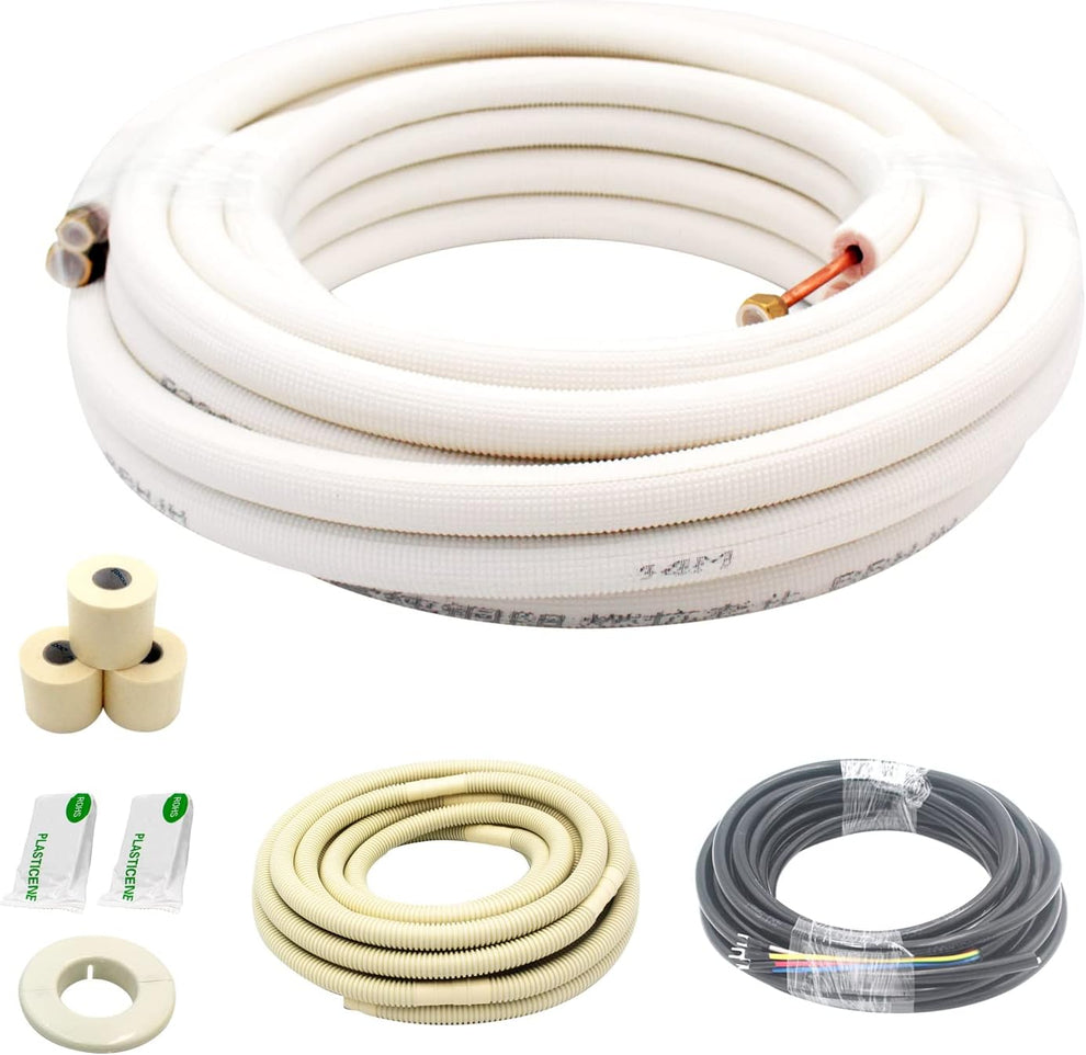 HANSUM 25ft Mini Split Line Set for Efficient HVAC, Copper Pipes & Ins ...