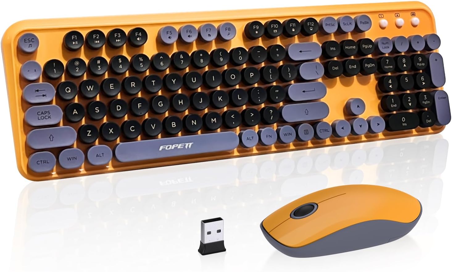 Retro Wireless Keyboard & Mouse Set: Dropout-Free Connection ...