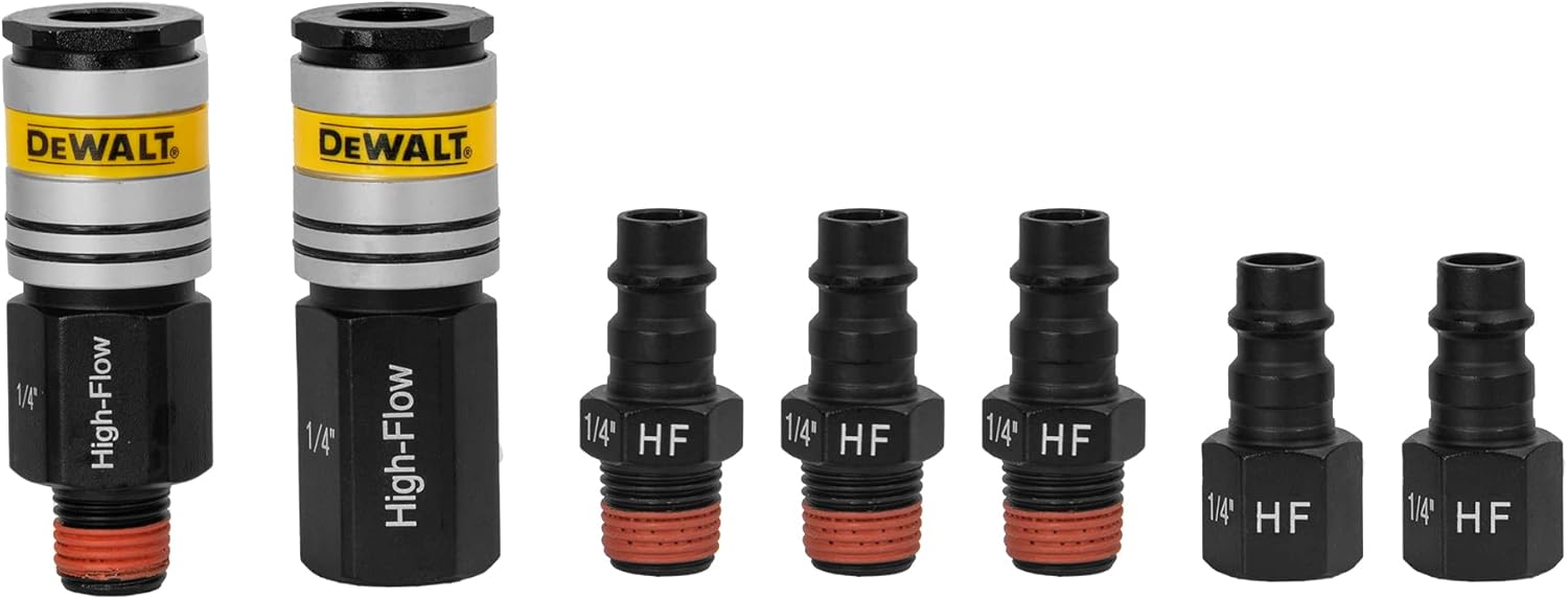 DEWALT 7pc High Flow Coupler & Plug Kit - Improved Air Connection ...