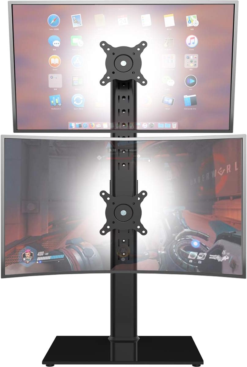 Hemudu Dual Monitor Stand - Space-Saving Vertical Stack with Swivel ...