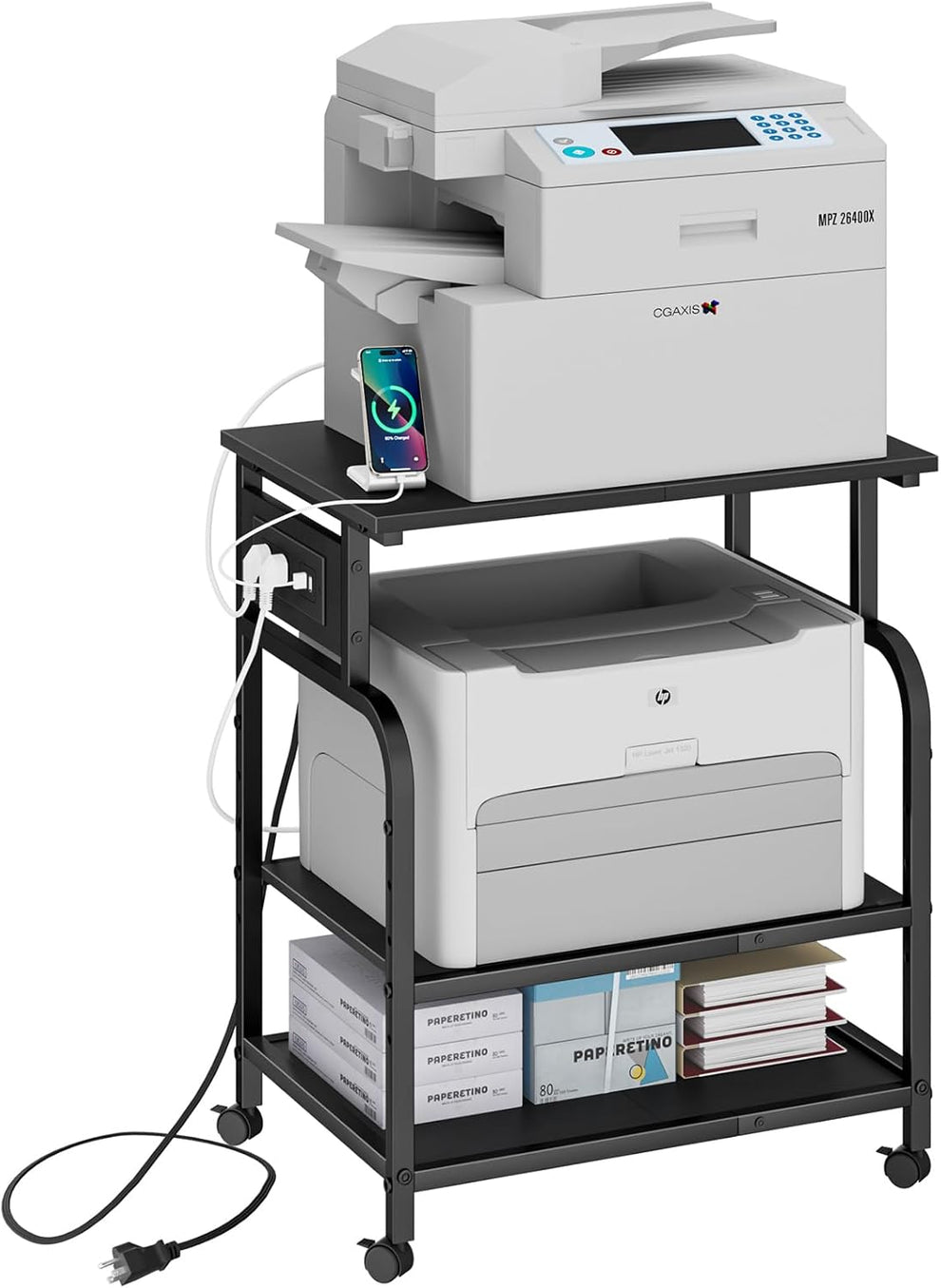 Rolling Printer Stand with Power Outlet - Organize Your Home Office ...