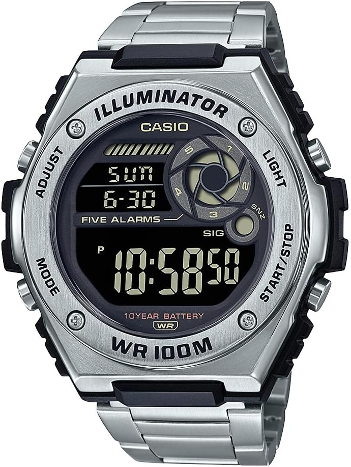 Casio MWD100H Men's Digital Watch | 1/100 Sec Stopwatch | Countdown Ti ...