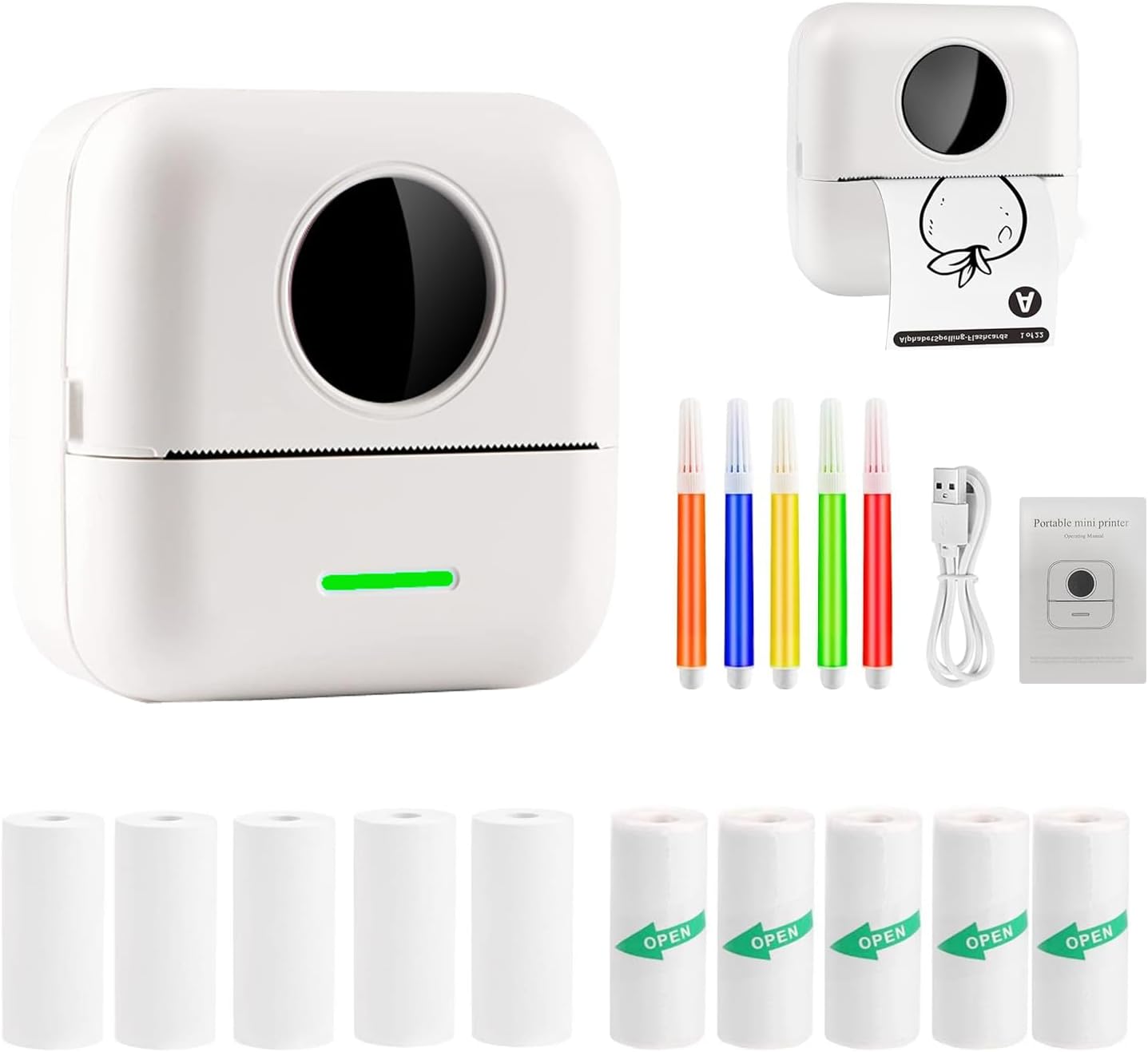 Portable Bluetooth Mini Printer with 11 Rolls Paper - DIY on the Go ...