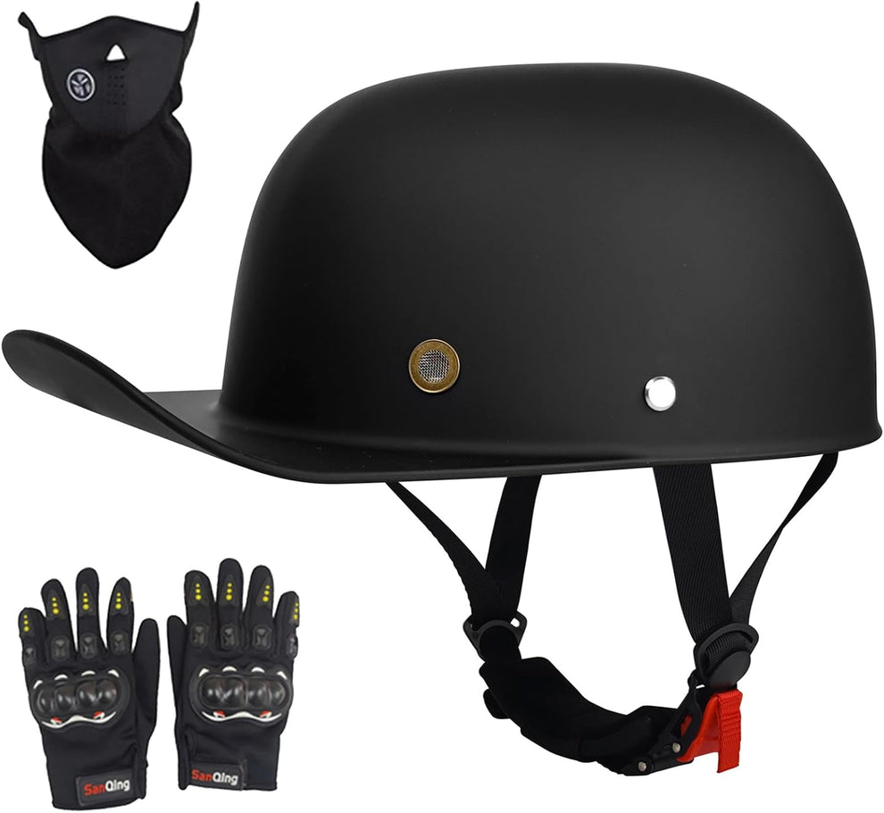 Vintage Baseball Style Motorcycle Helmet - Cool DOT Approved Half Helm ...