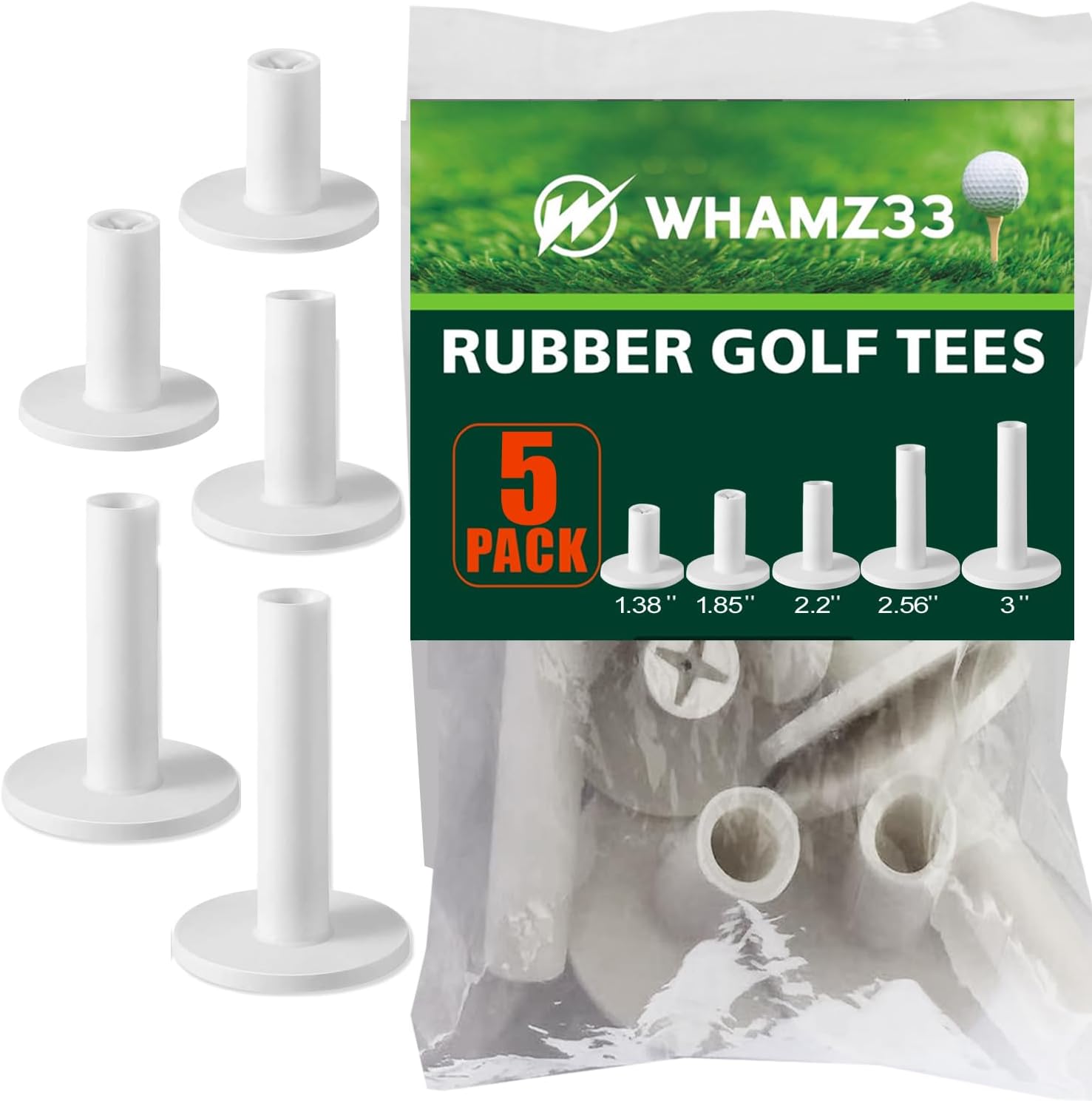 Premium Rubber Golf Tees - Assorted Sizes - Enhanced Driving Range ...