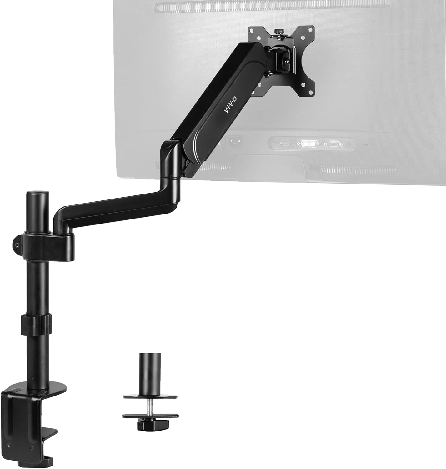 VIVO Pneumatic Monitor Arm - Height Adjustable, Full Motion Tilt & Swi ...