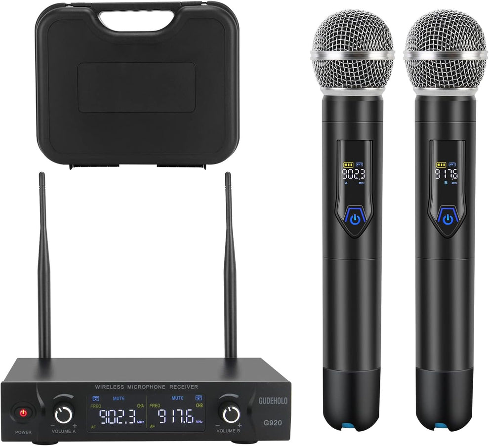 Professional Wireless Mic Set - 20 Channels, Dual Handheld, Portable C ...