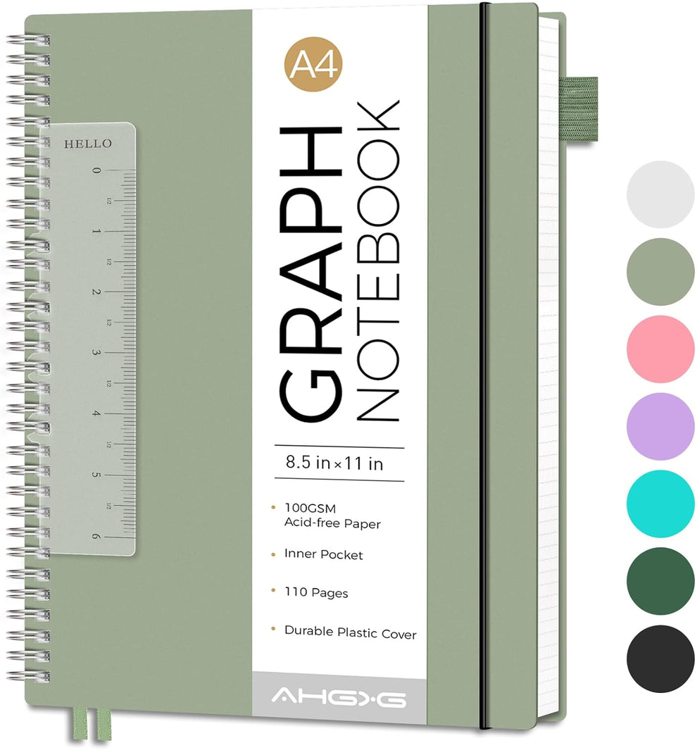 Large Grid Graph Notebook 8.5x11 - Waterproof Sage Green – GearMustHave