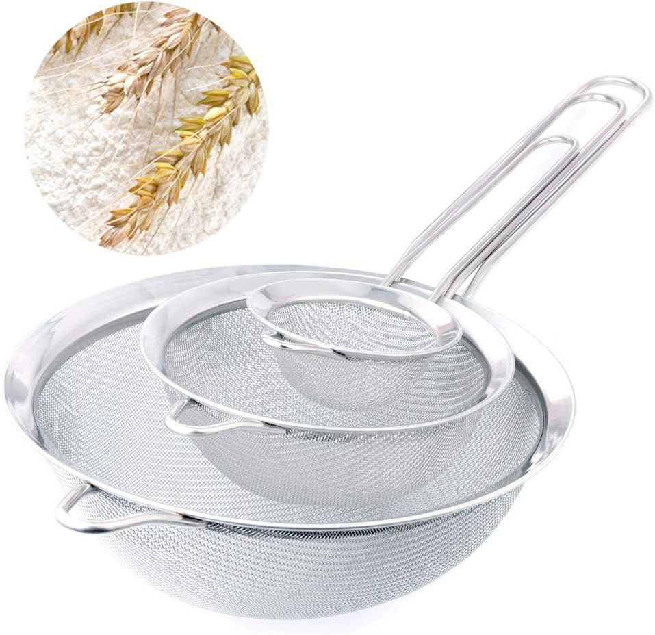 KINMAD Stainless Mesh Strainers Set - Effortlessly Strain & Sift ...
