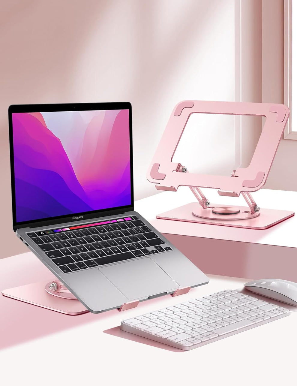 360 Rotation Ergo Laptop Stand - Adjustable & Foldable (Pink ...