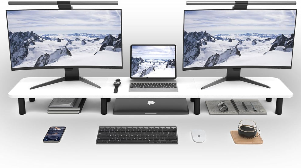 Extra Long Dual Monitor Stand for Desk Organization – GearMustHave
