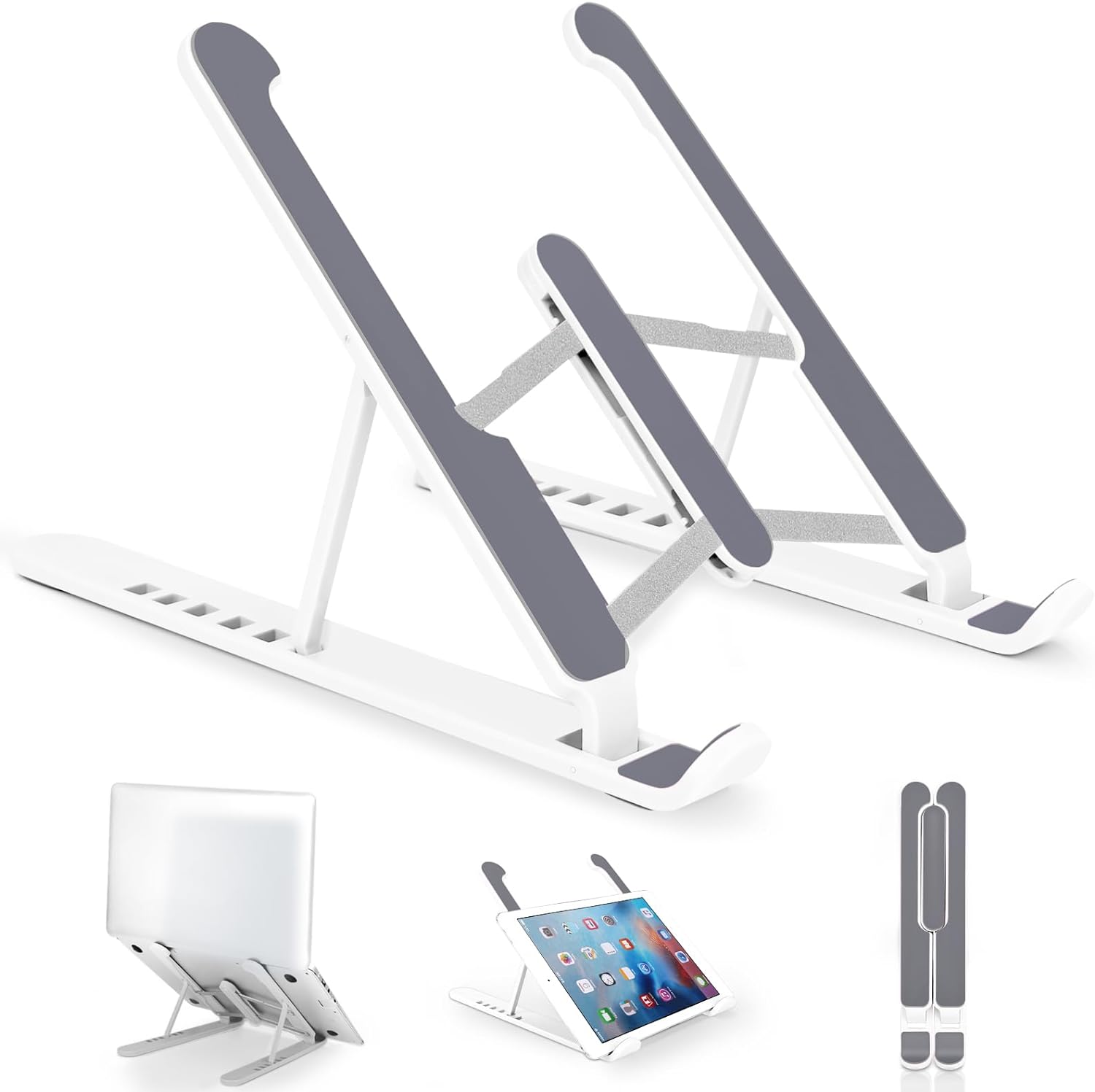 Adjustable White Laptop Stand - Ergonomic Desk Riser – GearMustHave