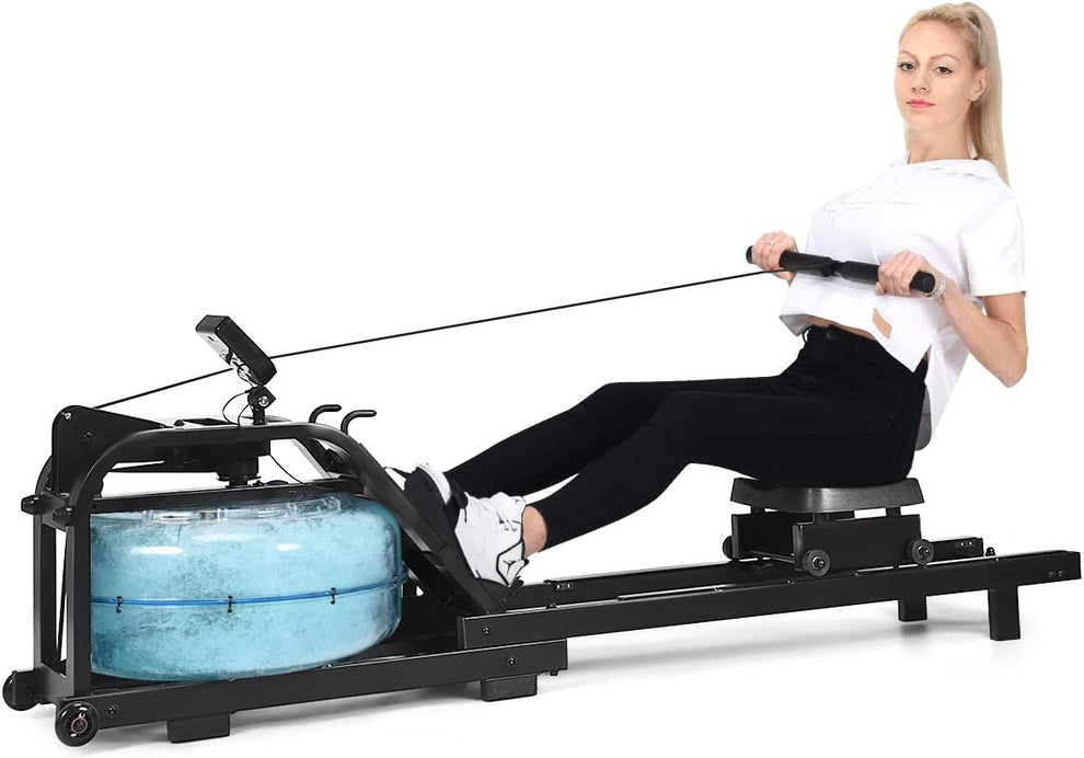 Goplus Home Water Rowing Machine - Adjustable Resistance, LCD Display ...