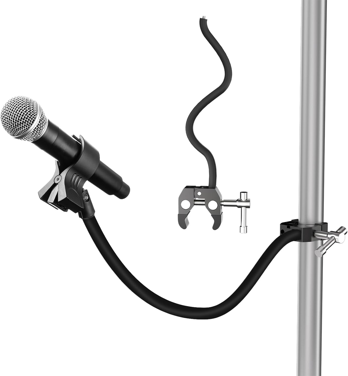Flexible Gooseneck Mic Stand w/ Super Crab Clamp - Compatible with Top ...
