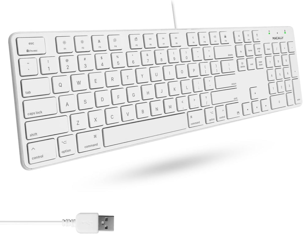 Macally Full Size Wired Keyboard - Smooth Typing & Shortcuts – GearMustHave