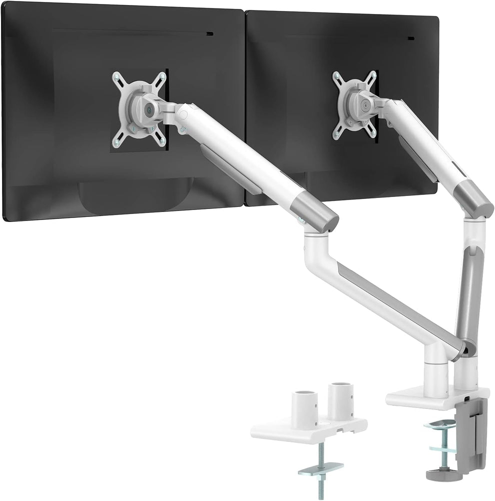 WALI White Dual Monitor Stand - Fully Adjustable for 2 Monitors ...