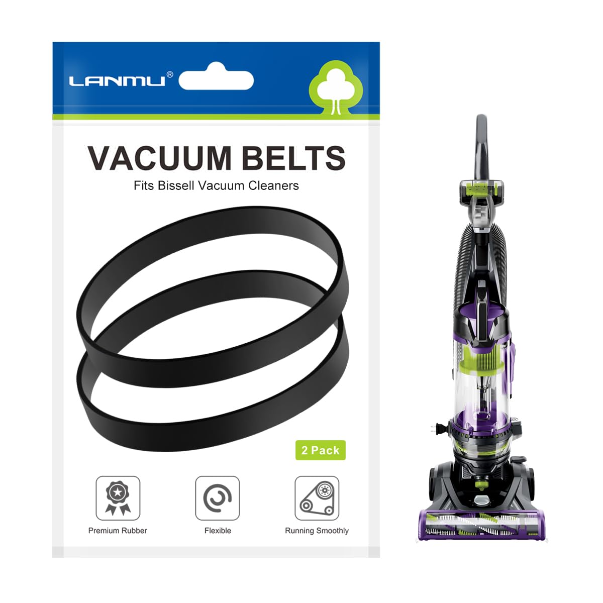 Bissell Vacuum Replacement Belts: Swivel Rewind Power (2-Pack ...