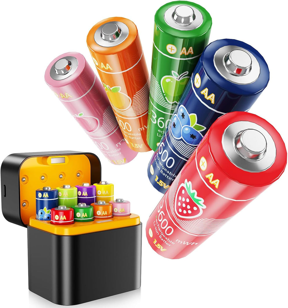 MINISO Lithium AA Battery Set: 8 Rainbow Rechargeables – GearMustHave